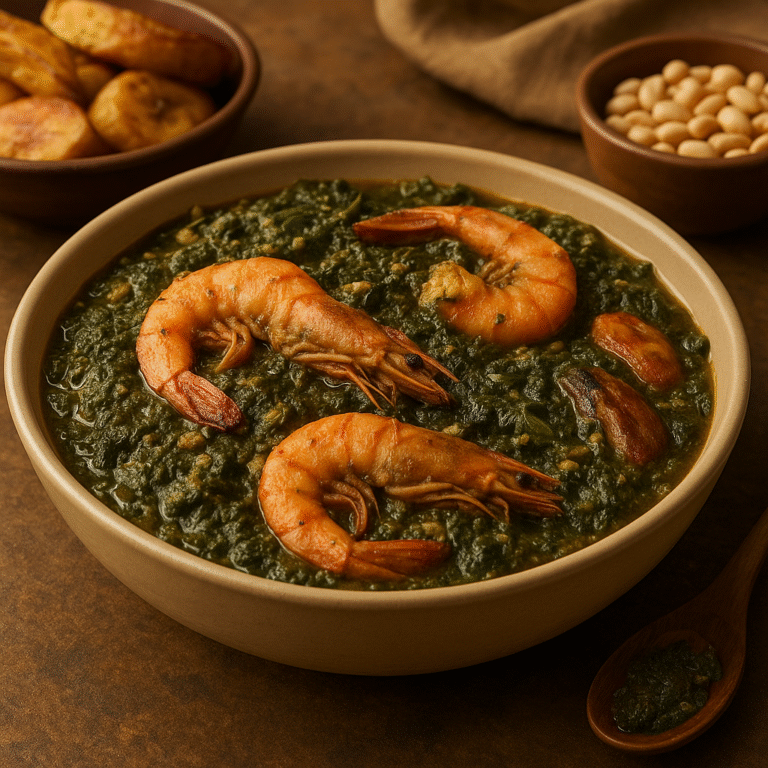 Ndolé camerounais aux crevettes et arachides - The GastroWorld ...